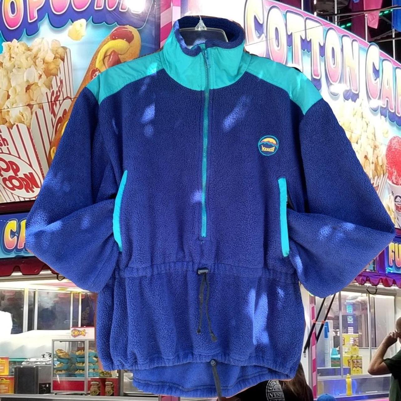Blue and green vintage 90s fleece jacket #retro 90s... - Depop