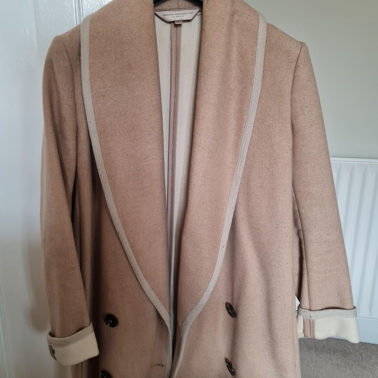 French Connection beige/oatmeal pea coat size 12.... - Depop