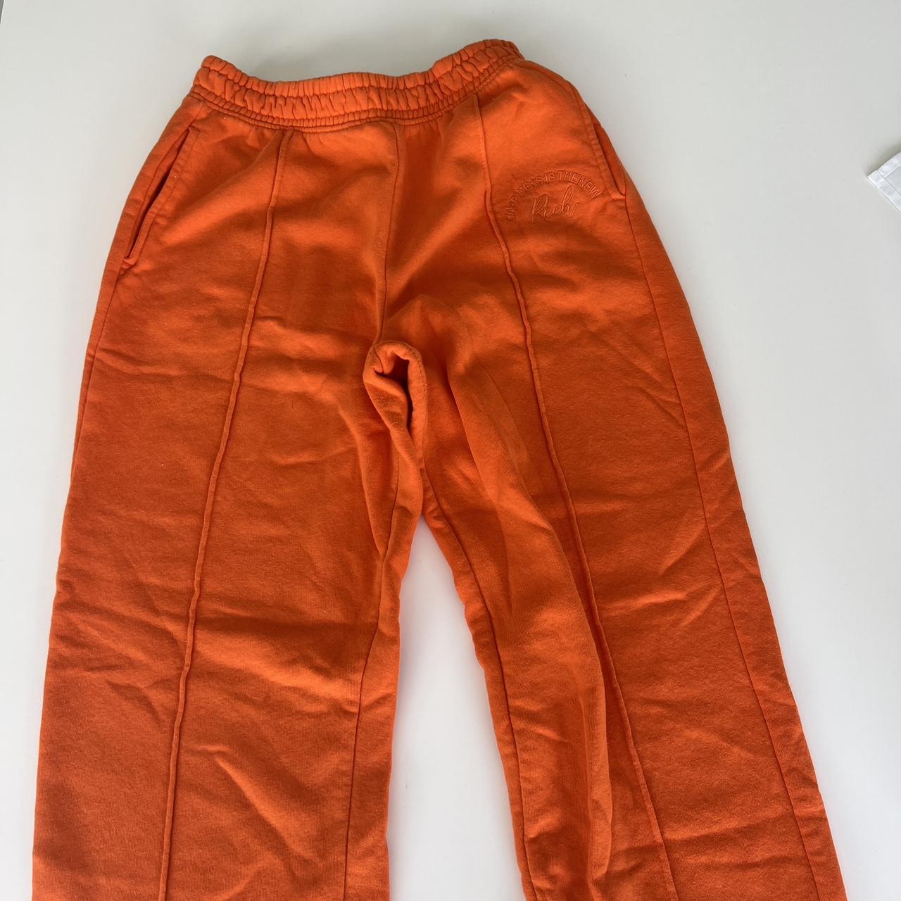 Orange pants super soft and color full size Small... - Depop