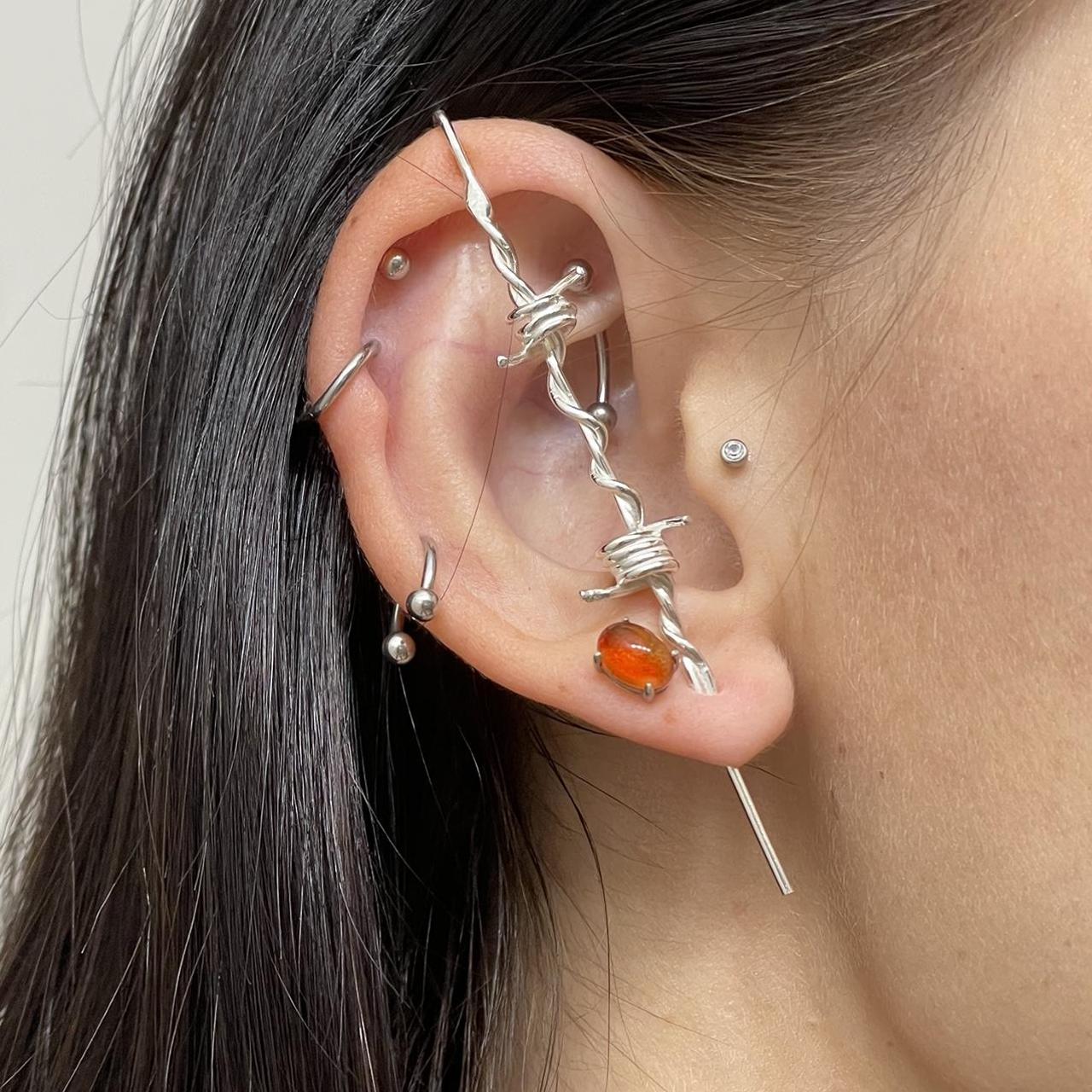 Barbwire Earring .925 sterling silver earpin earring... - Depop