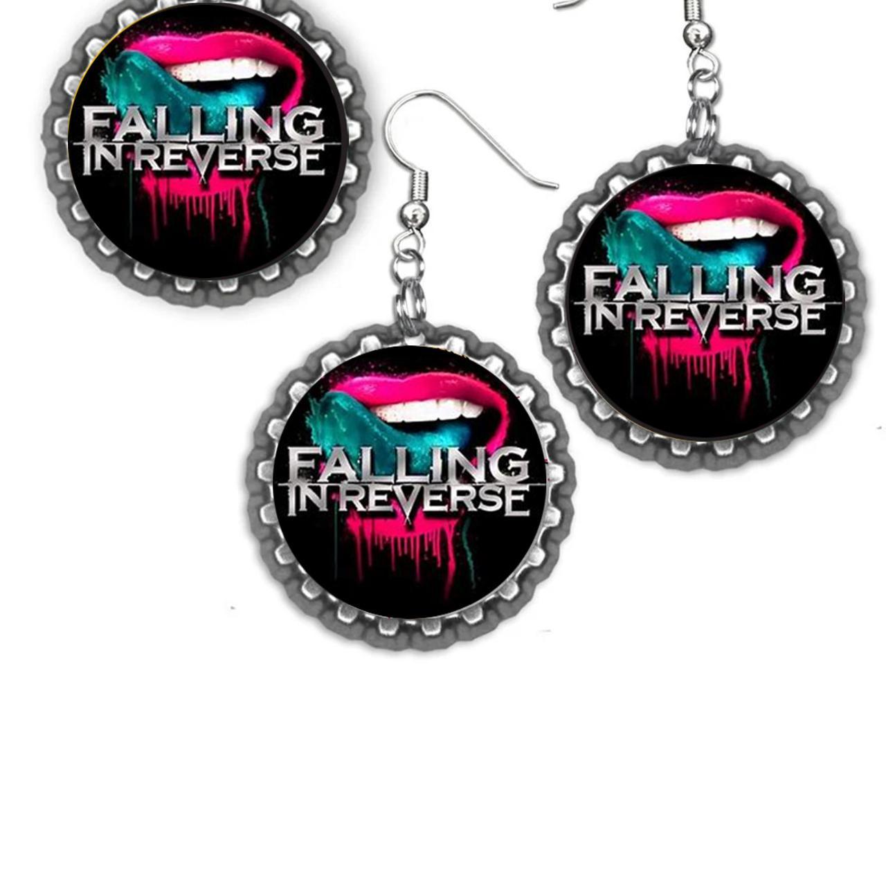 Falling In reverse rock band necklace and earrings... - Depop