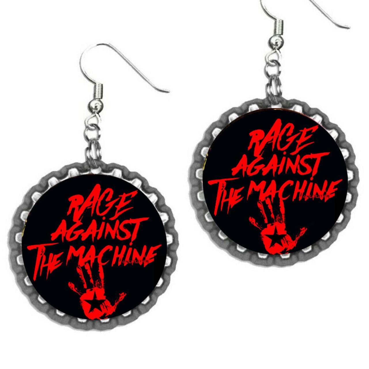 RAGE AGAINST THE MACHINE earrings silver plated... - Depop