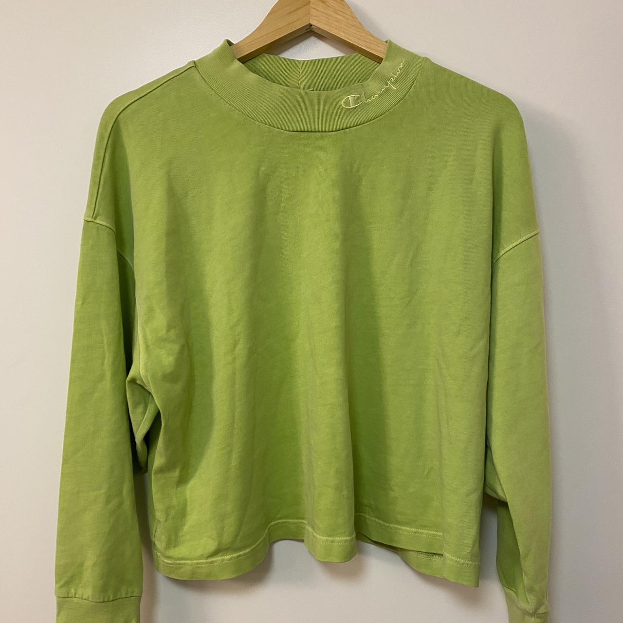 retro bright green champion crew-neck size: large... | Depop