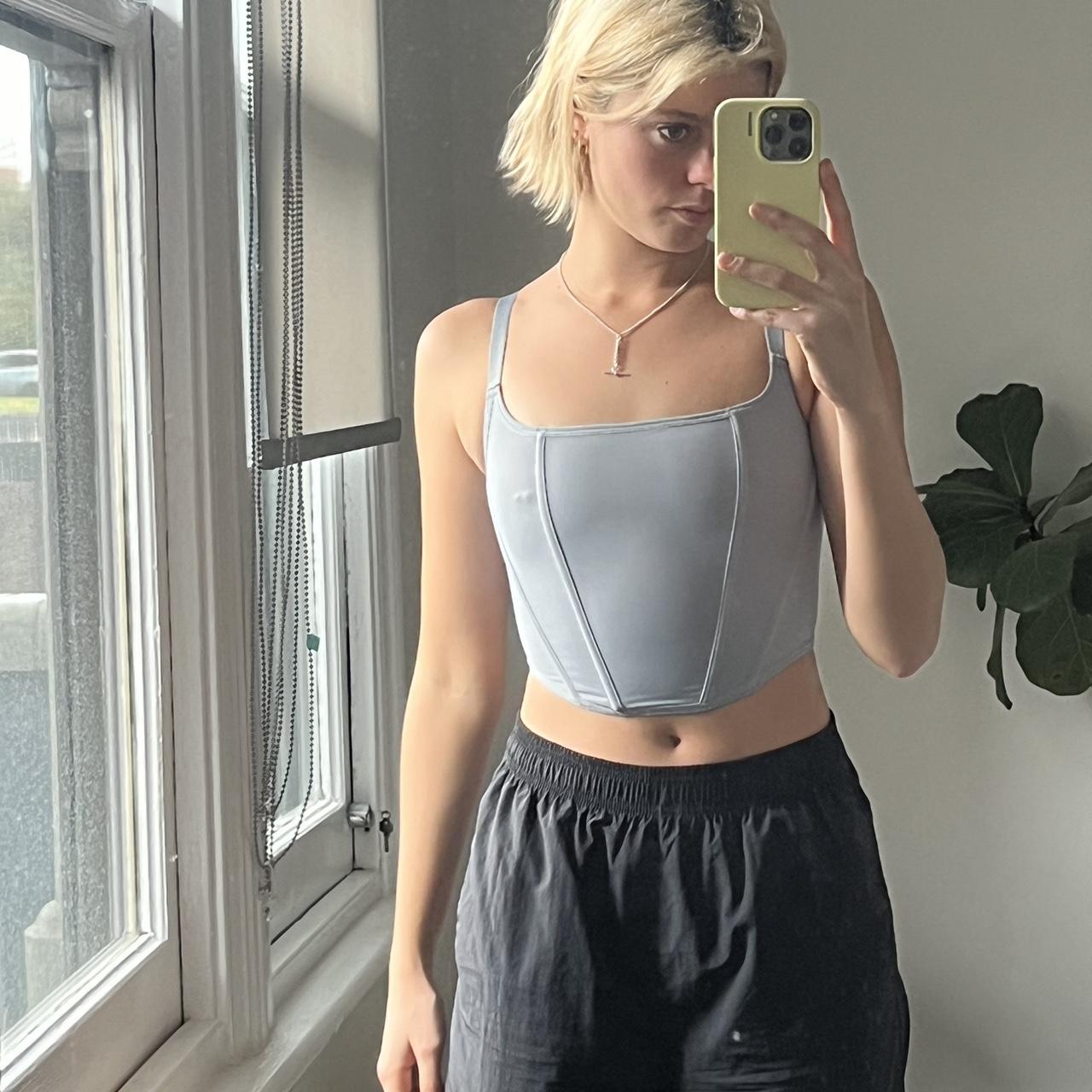 Grey glassons corset top. Backless, worn a couple times - Depop