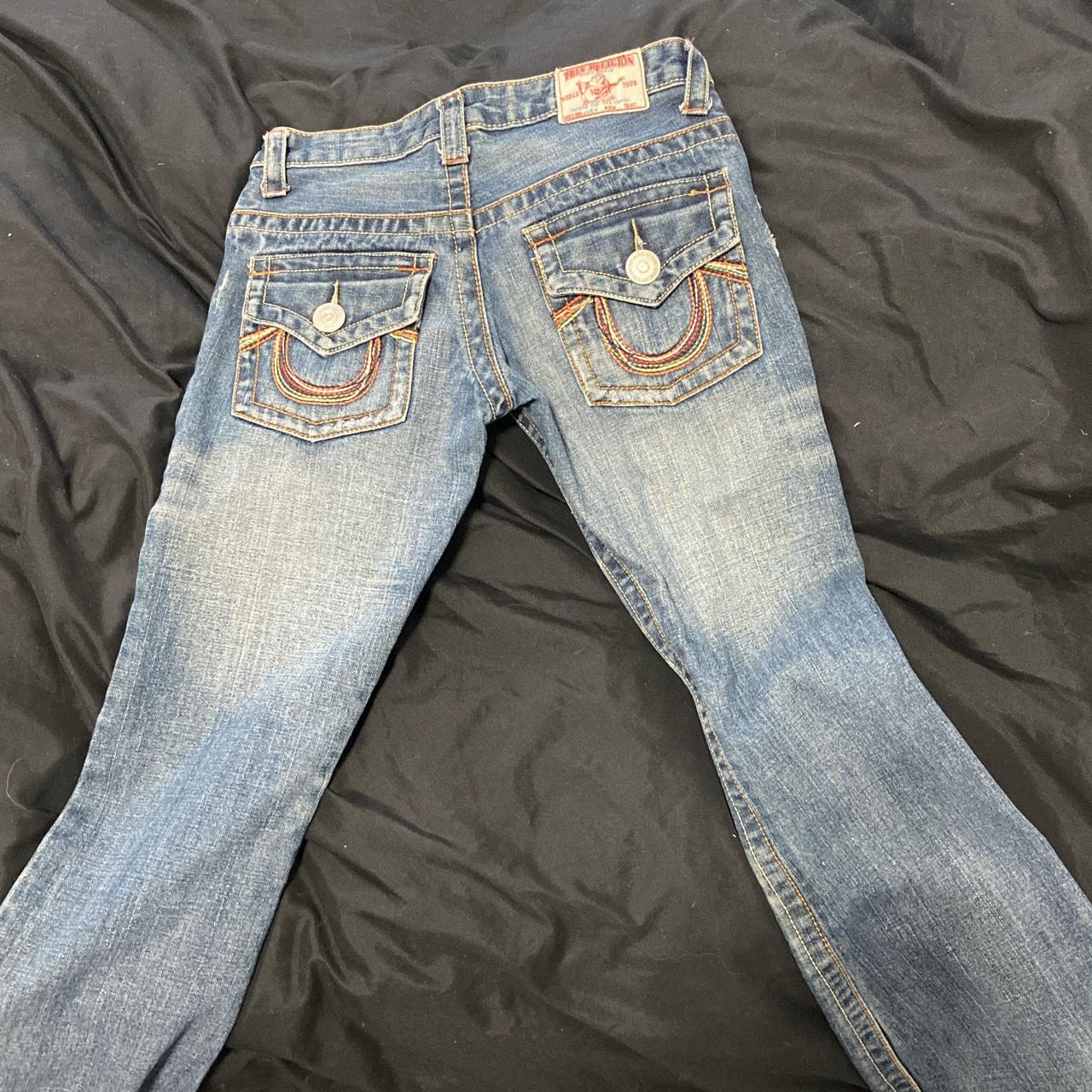 rainbow stitch true religion bootcut jeans in joey... - Depop