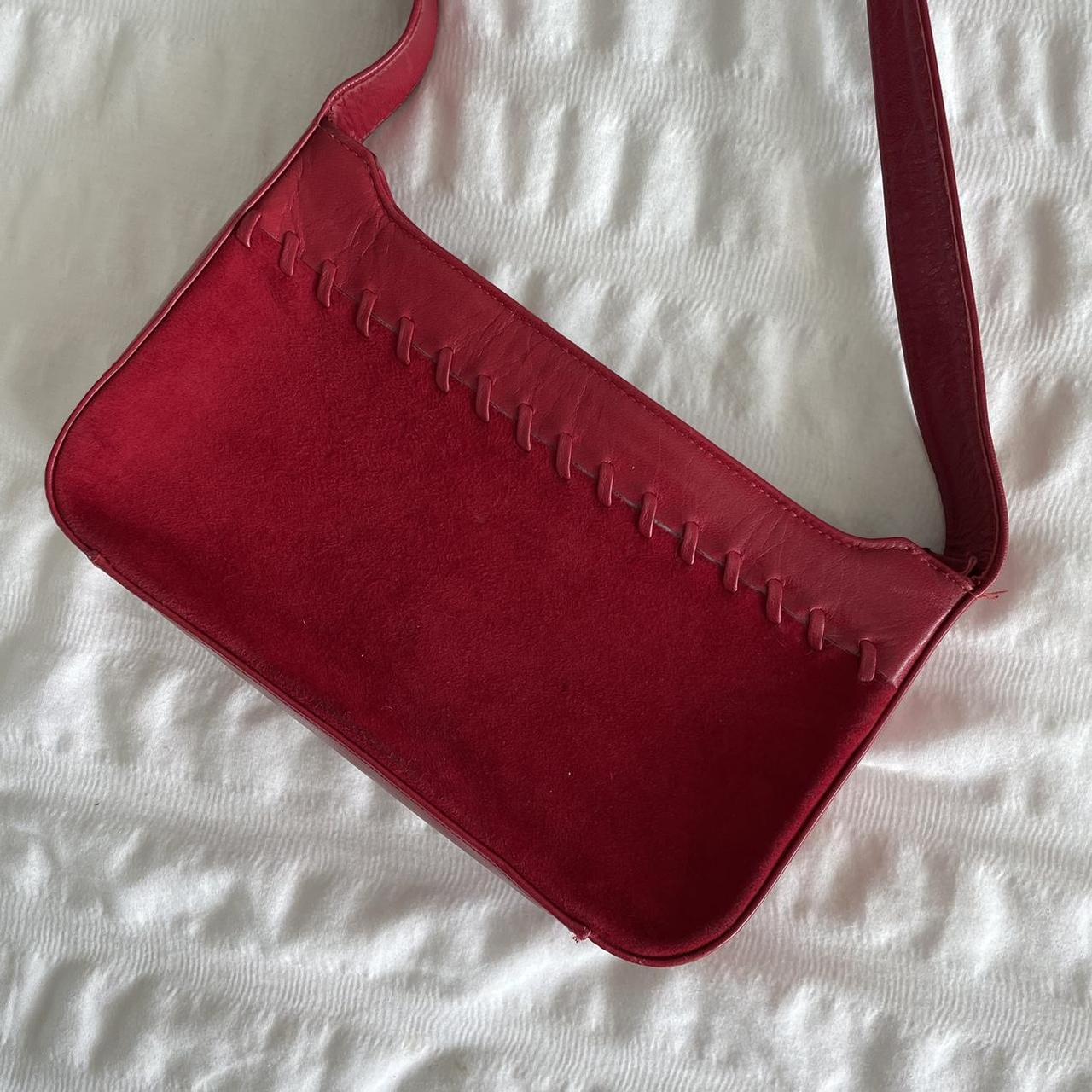 cutest leather suede cherry red shoulder handbag... - Depop