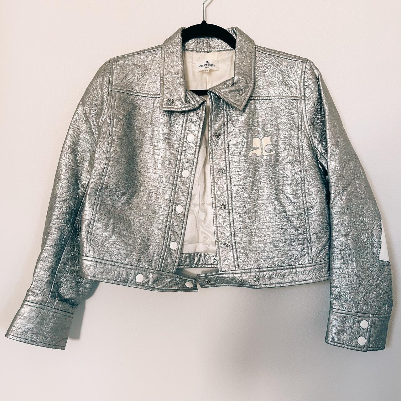 Courrèges Women's Grey and Silver Jacket | Depop