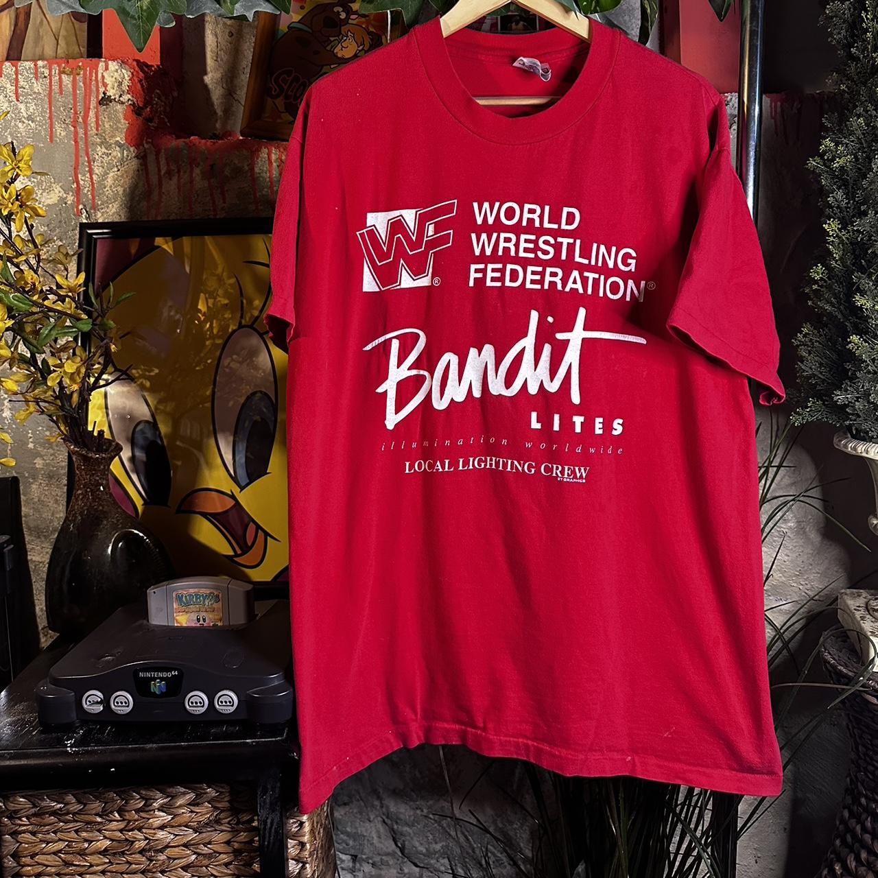 Rare Vintage 90s WWF Local Crew Promo Tshirt Size... - Depop