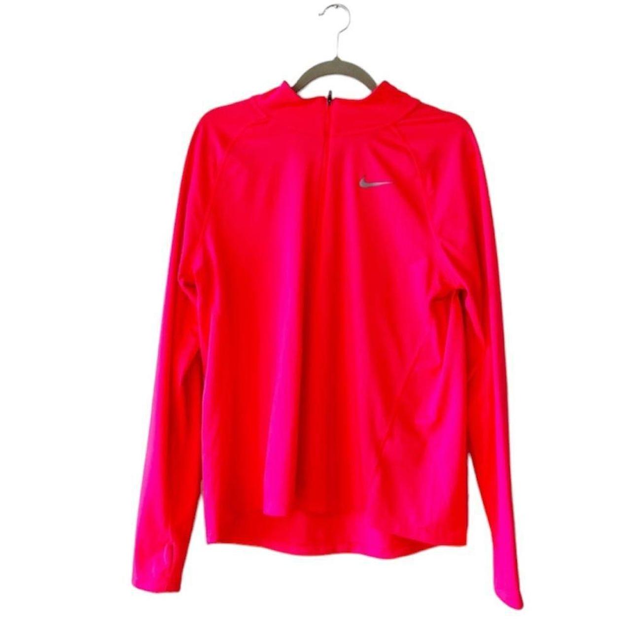 Nike hot pink DriFit running top with 1/4 zip entry... - Depop