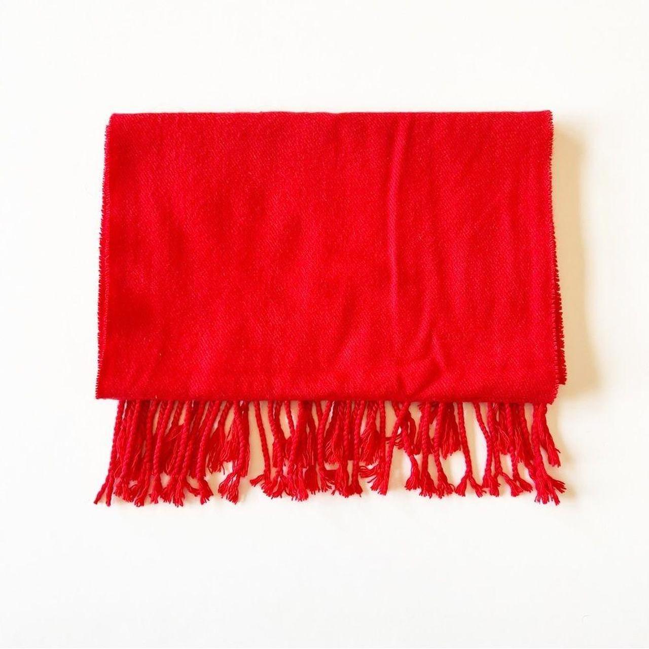 Red cashmere rectangle scarf made in Scotland. Has... - Depop