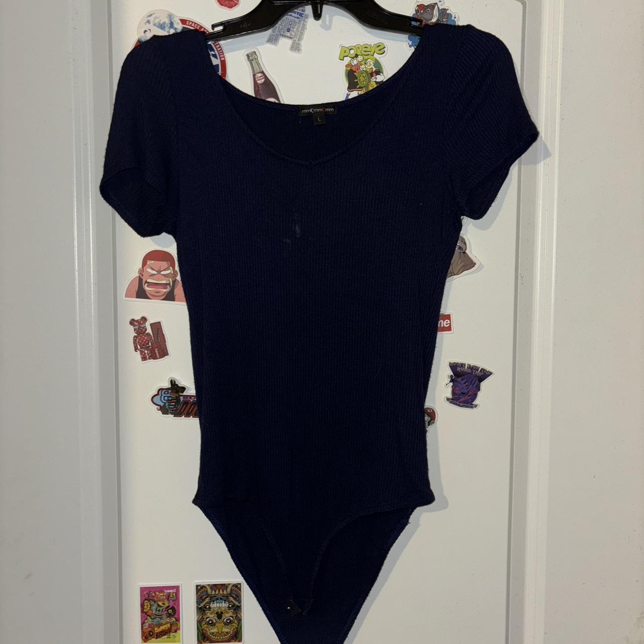 navy body suit shortsleeve fits like a small #y2k... - Depop