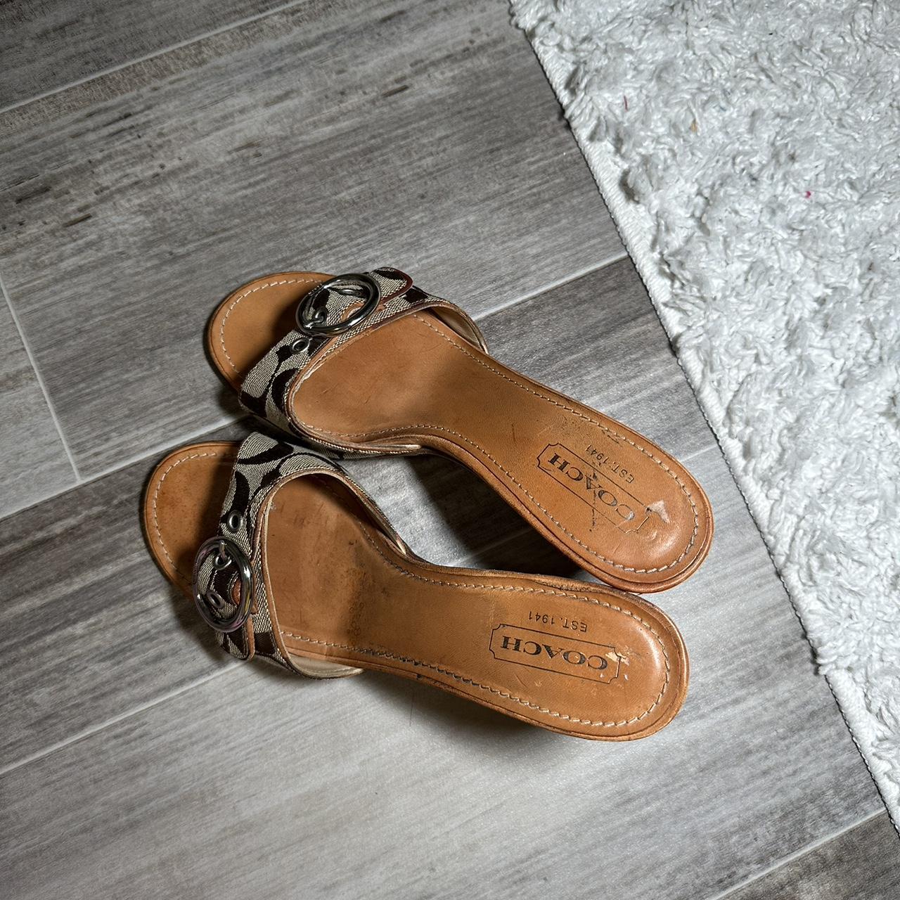 Coach Women's Brown and Tan Mules | Depop