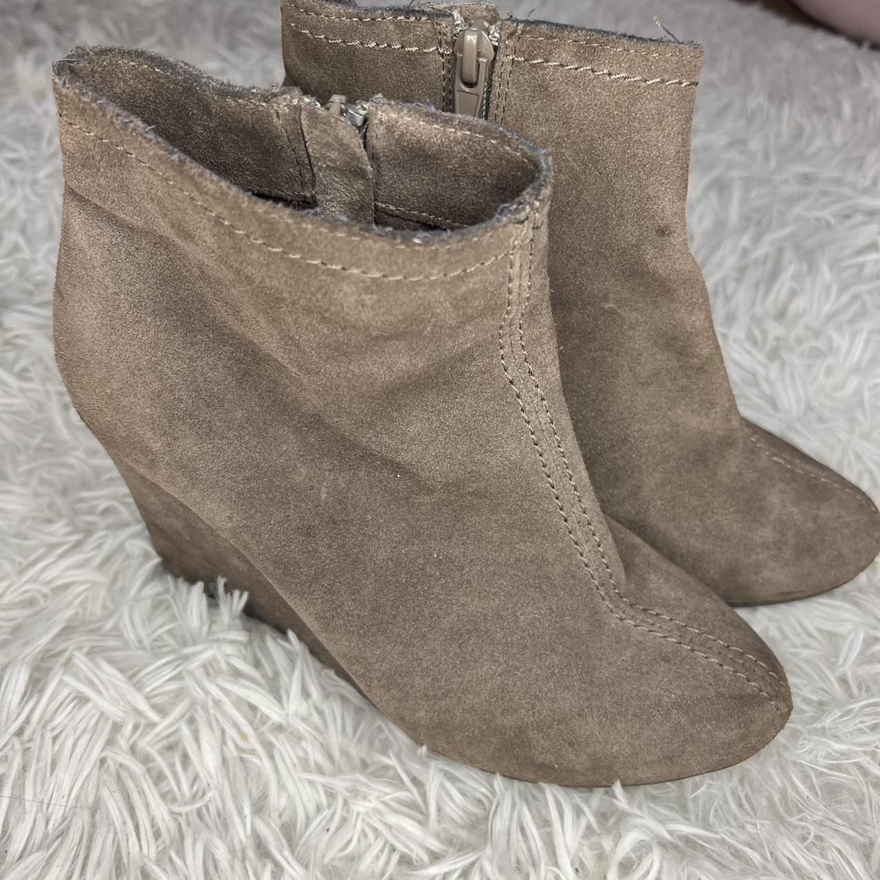 CHINESE LAUNDRY BROWN WEDGE BOOTIES -suede/leather... | Depop