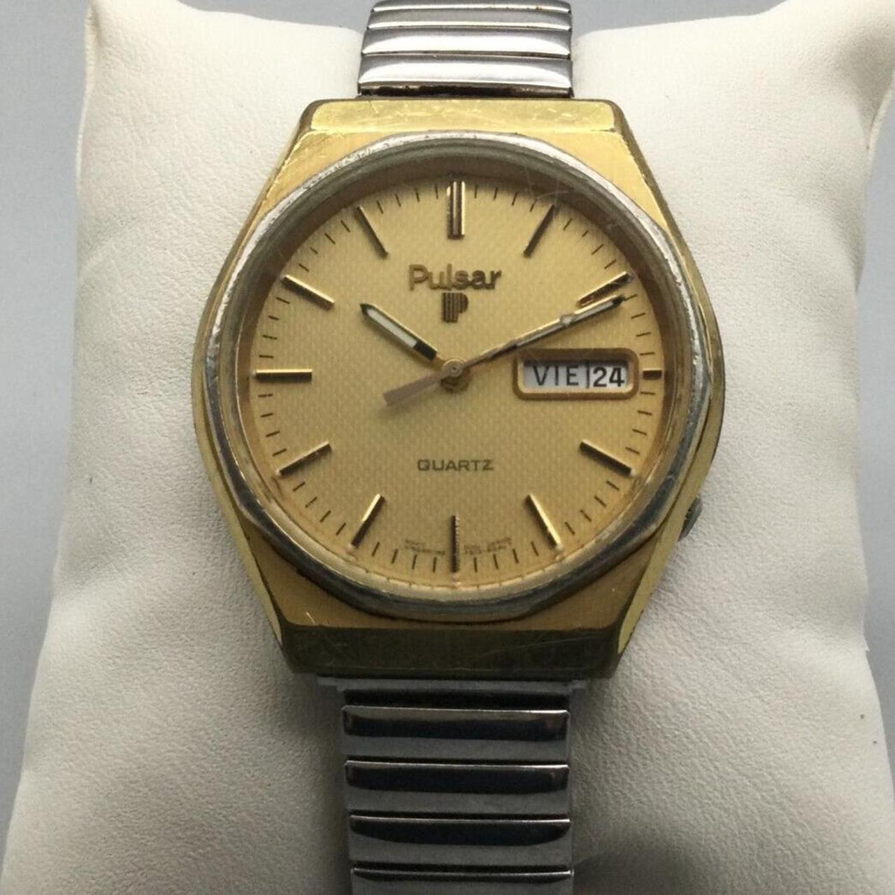 Vintage Pulsar Watch Men 36mm Gold Tone Day Date... - Depop