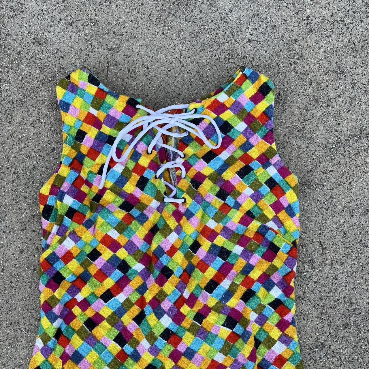 Vintage 70s psychedelic rainbow terry cloth micro... - Depop