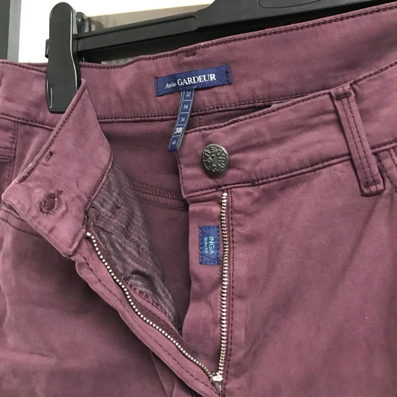 Ladies Inga Slim Fit Atelier Gardeur Maroon Trousers... - Depop