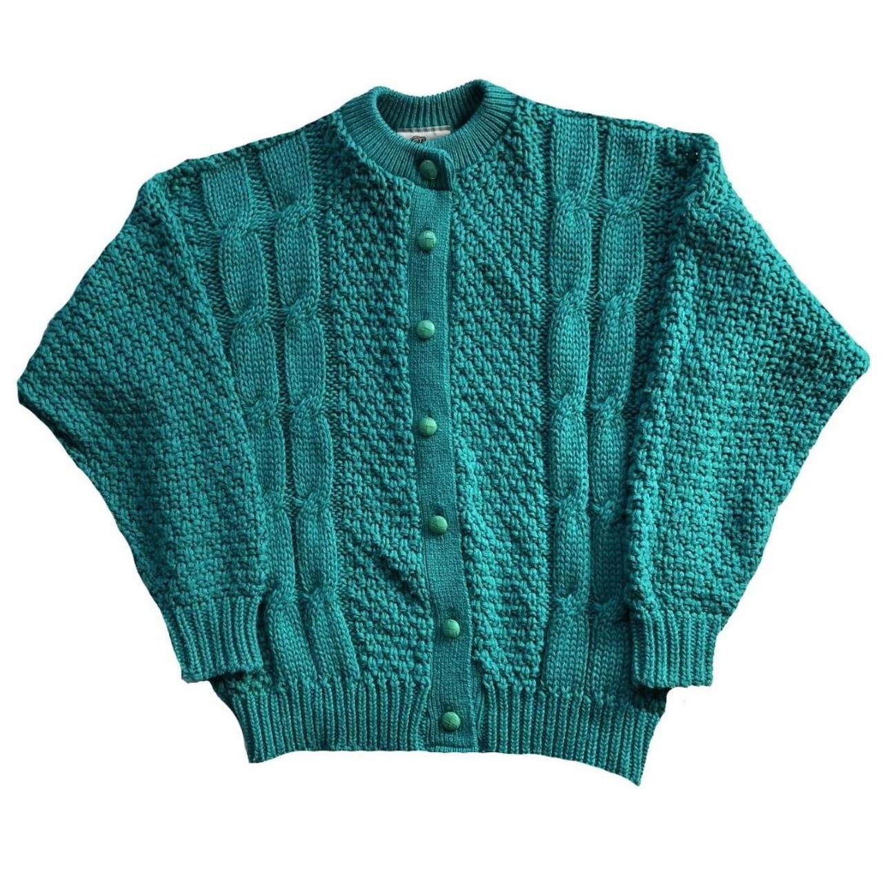 80s Green knitted cardigan Gorgeous green loose... - Depop