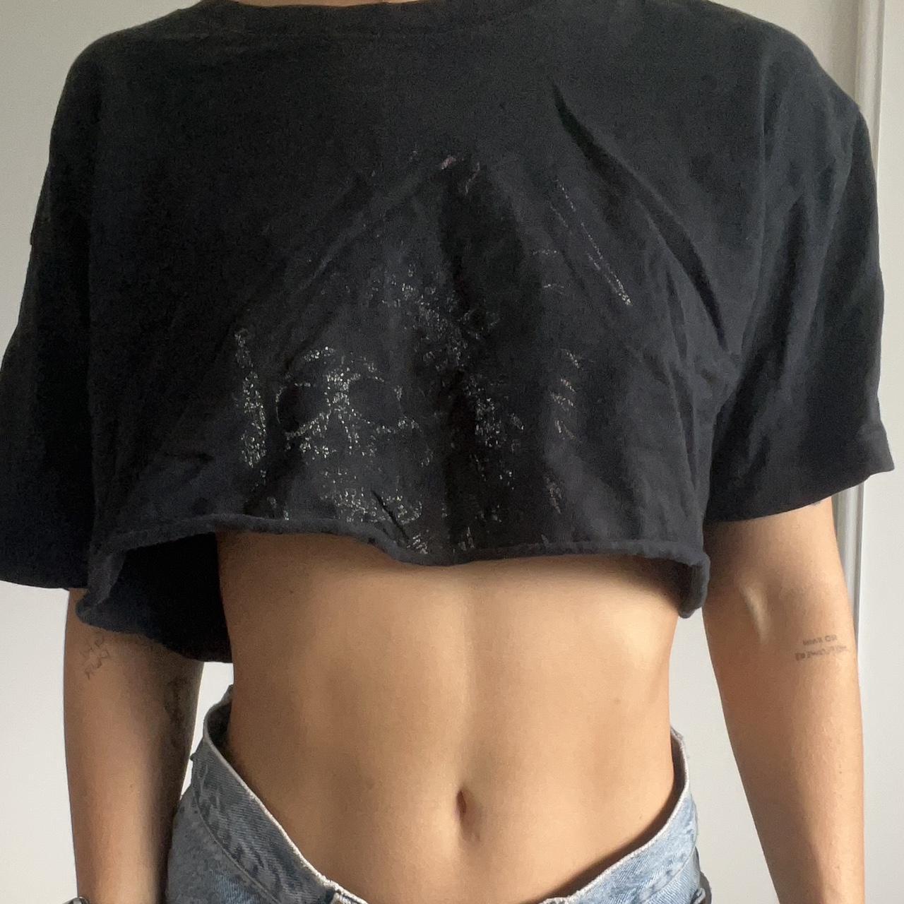 Super crop top. Was a Yeezy shirt, but it’s faded.... - Depop