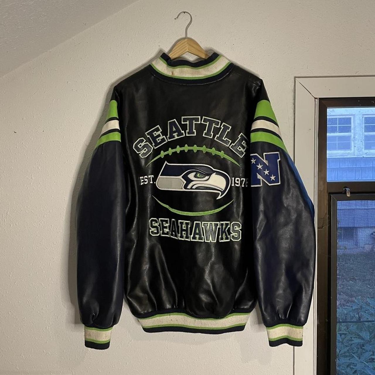 Seattle Seahawks NFL Football Leather Bomber... - Depop