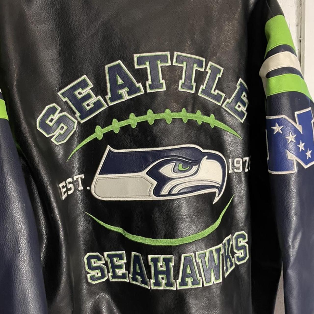 Seattle Seahawks NFL Football Leather Bomber... - Depop