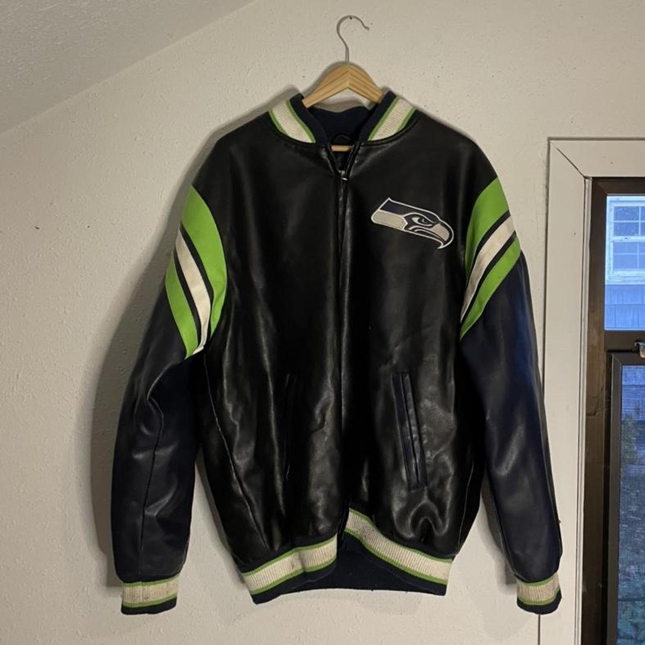 Seattle Seahawks NFL Football Leather Bomber... - Depop