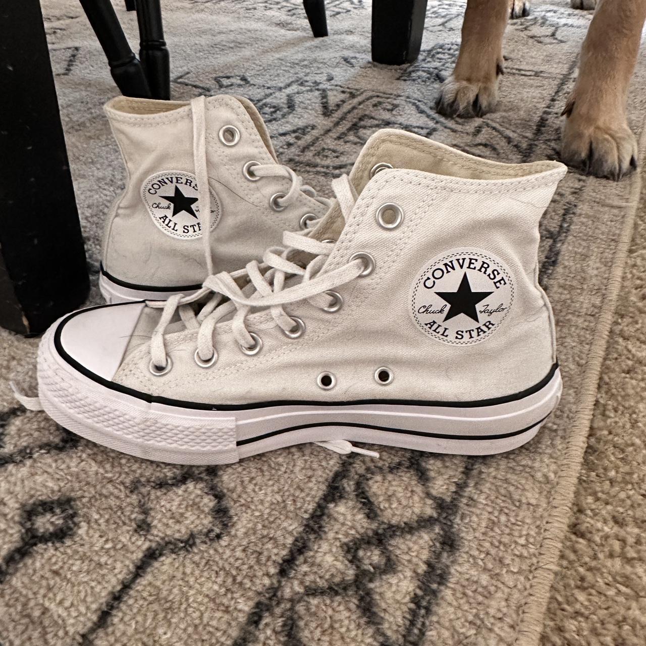 White Hightop Platform Converse! These have been... - Depop