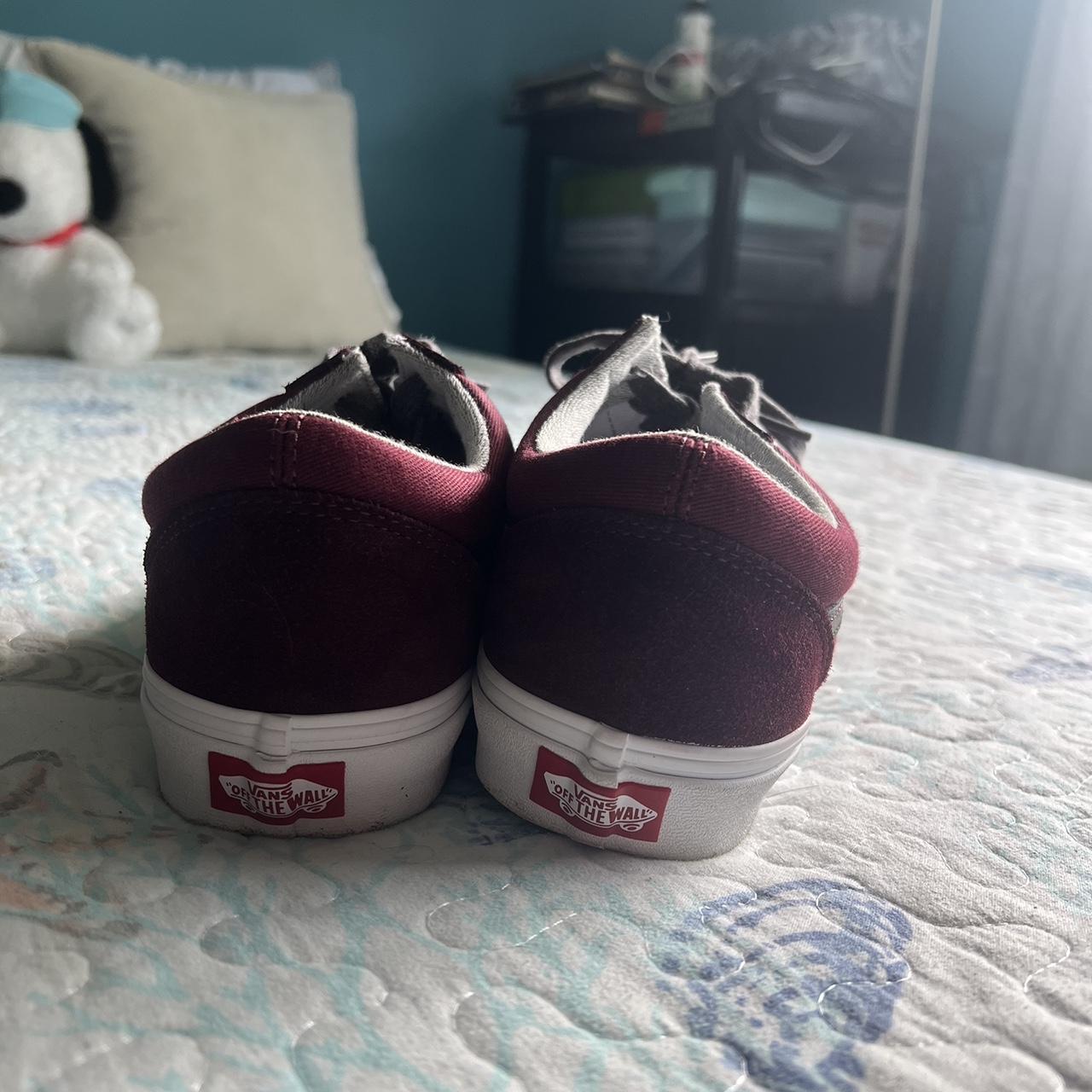 Size 11 Vans sneakers in burgundy color, worn once... - Depop