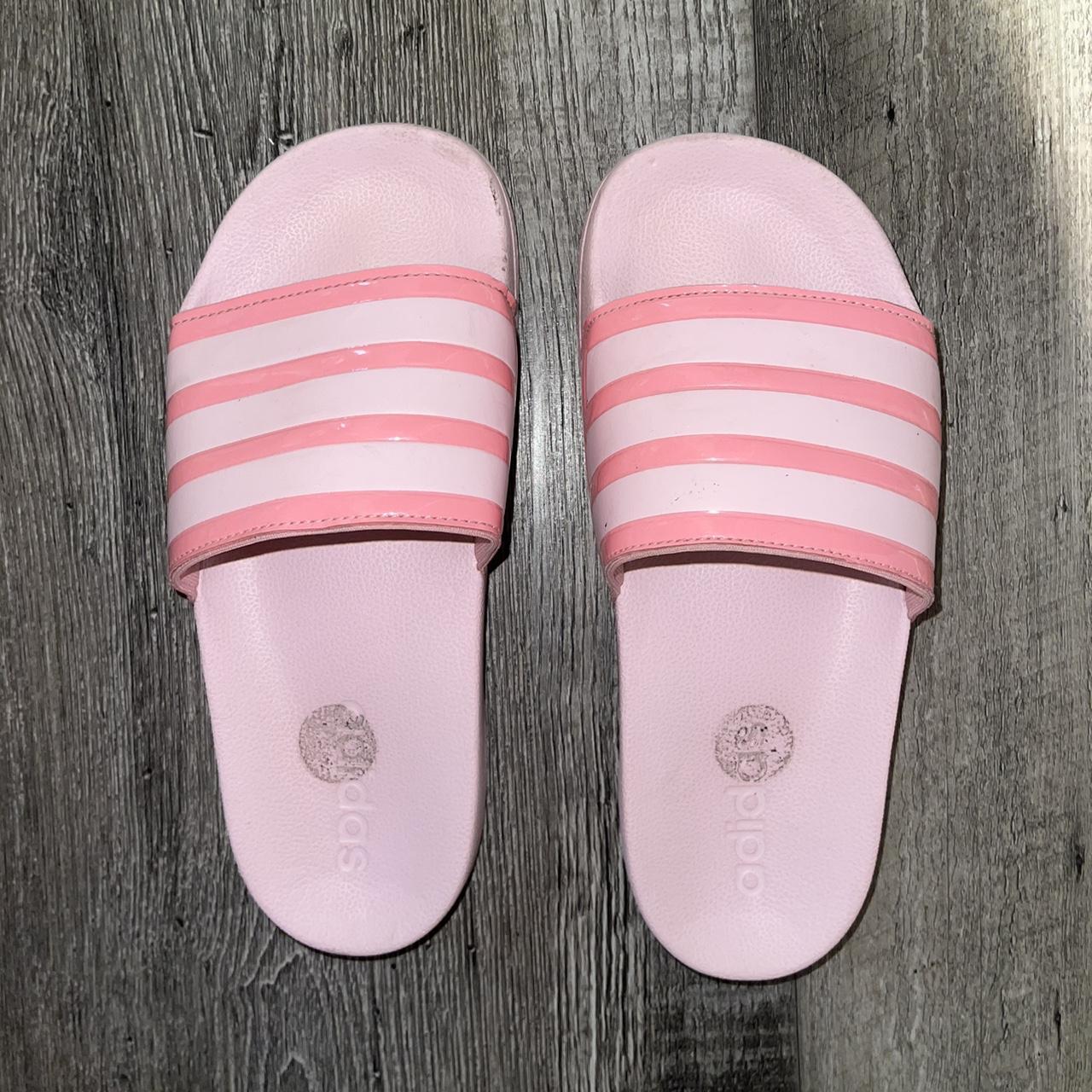 used size 6W pink adidas slides. as you can see,... - Depop