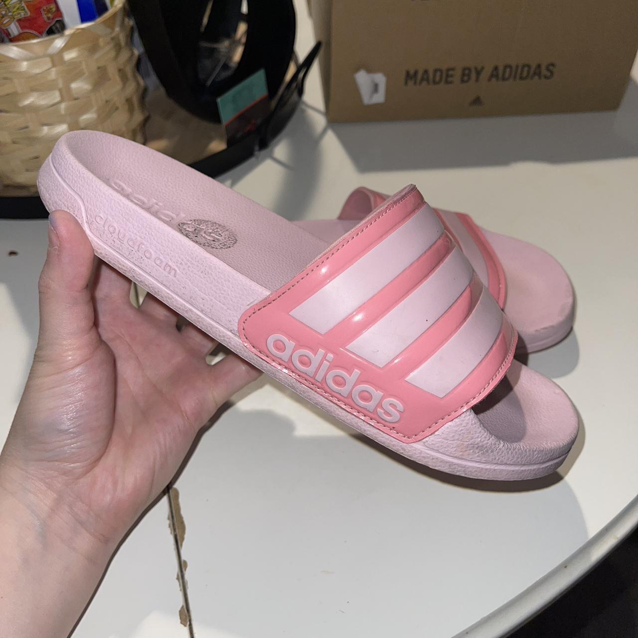 used size 6W pink adidas slides. as you can see,... - Depop