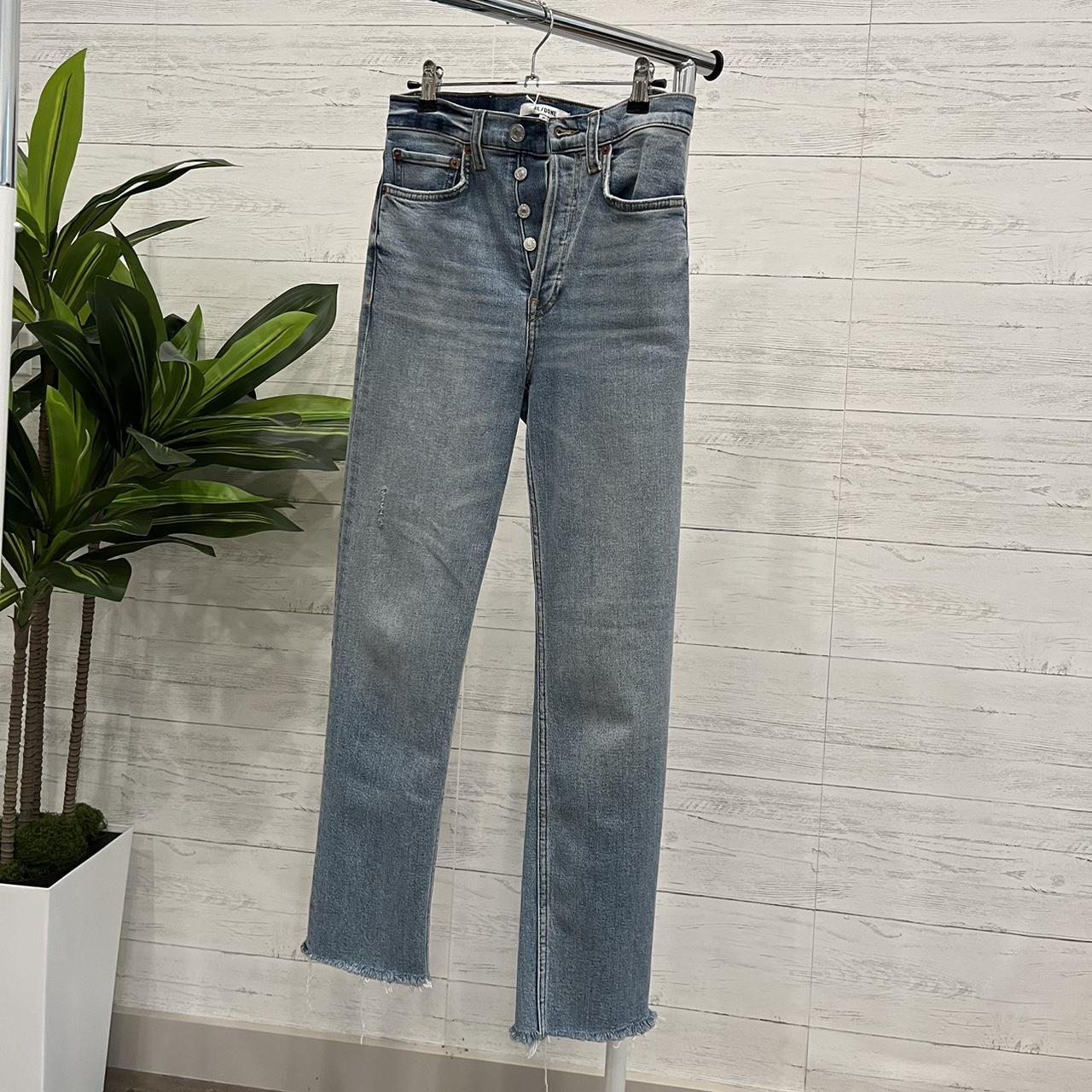 High waisted blue jeans with button fly - Depop