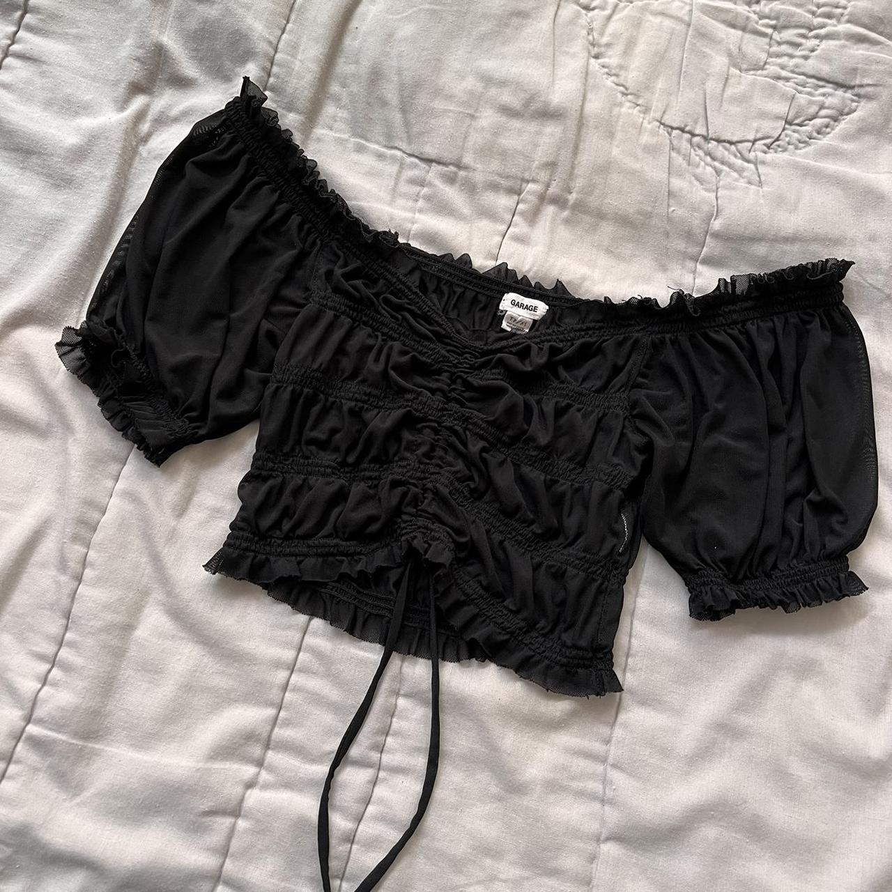 GARAGE clothing sheer black scrunch top — perfect... - Depop
