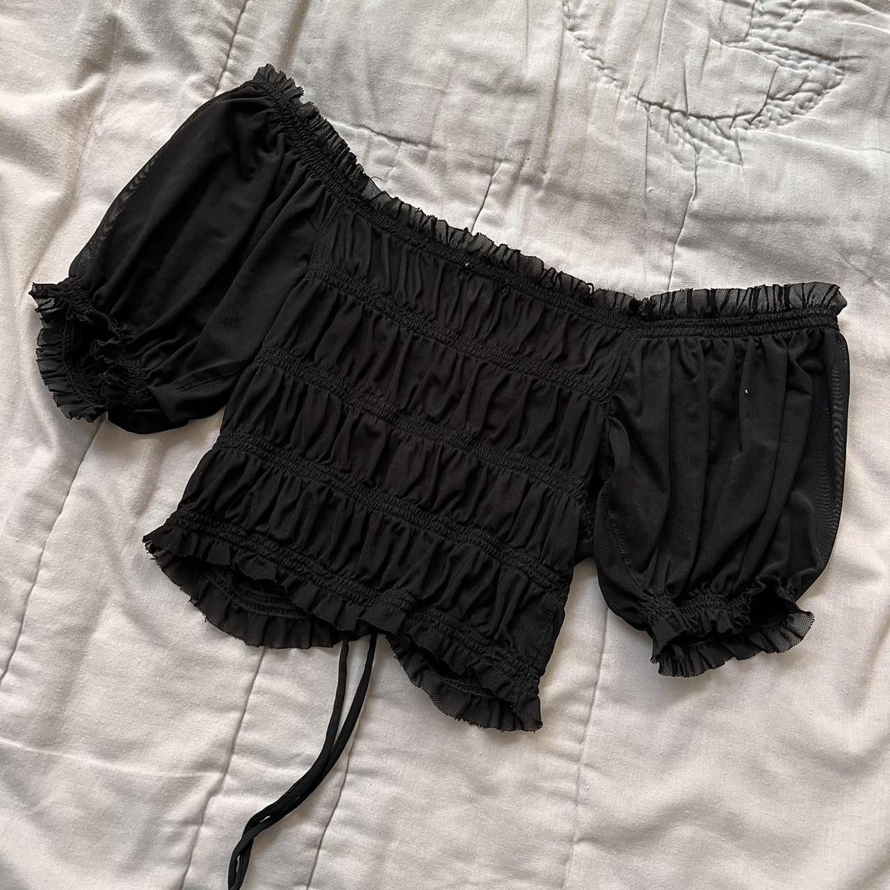 GARAGE clothing sheer black scrunch top — perfect... - Depop