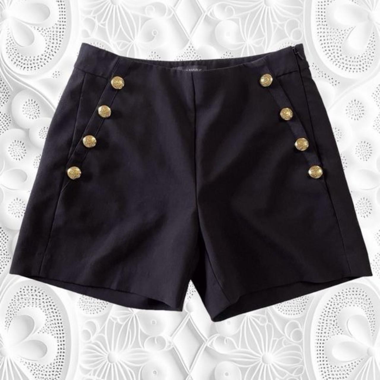 Button Front Sailor Short Black, Gold Medium weight... - Depop