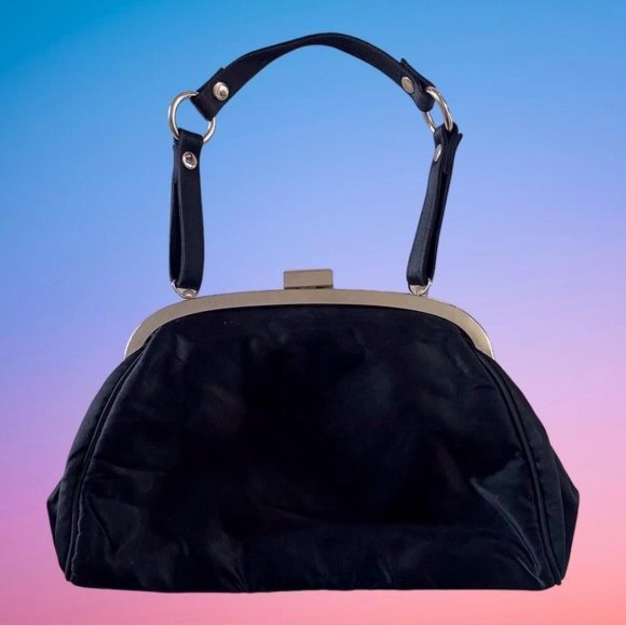 90s Y2K Convertible Satin Frame Mini Bag Black... - Depop