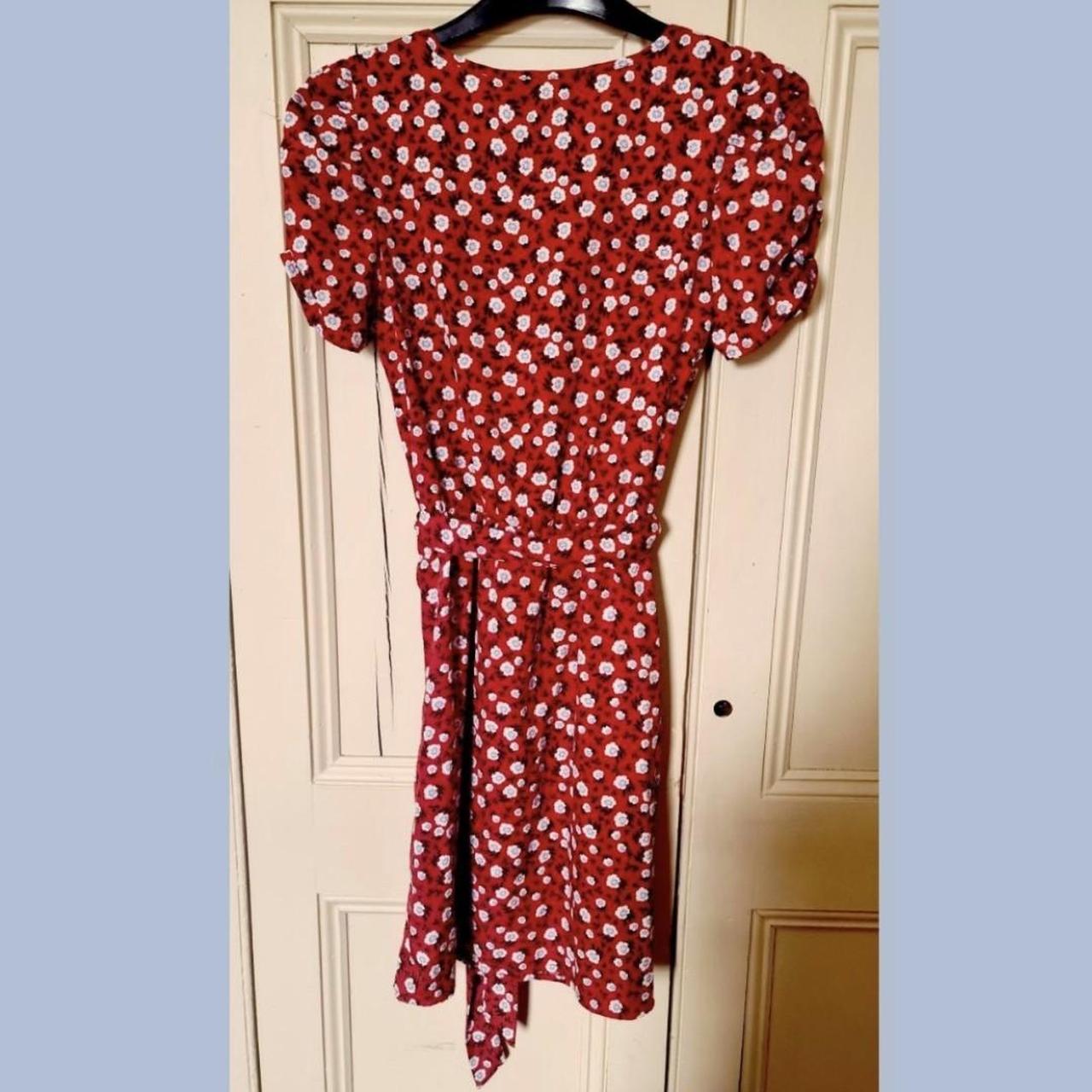 New Look - Red Tea Dress with ditsy floral pattern... - Depop