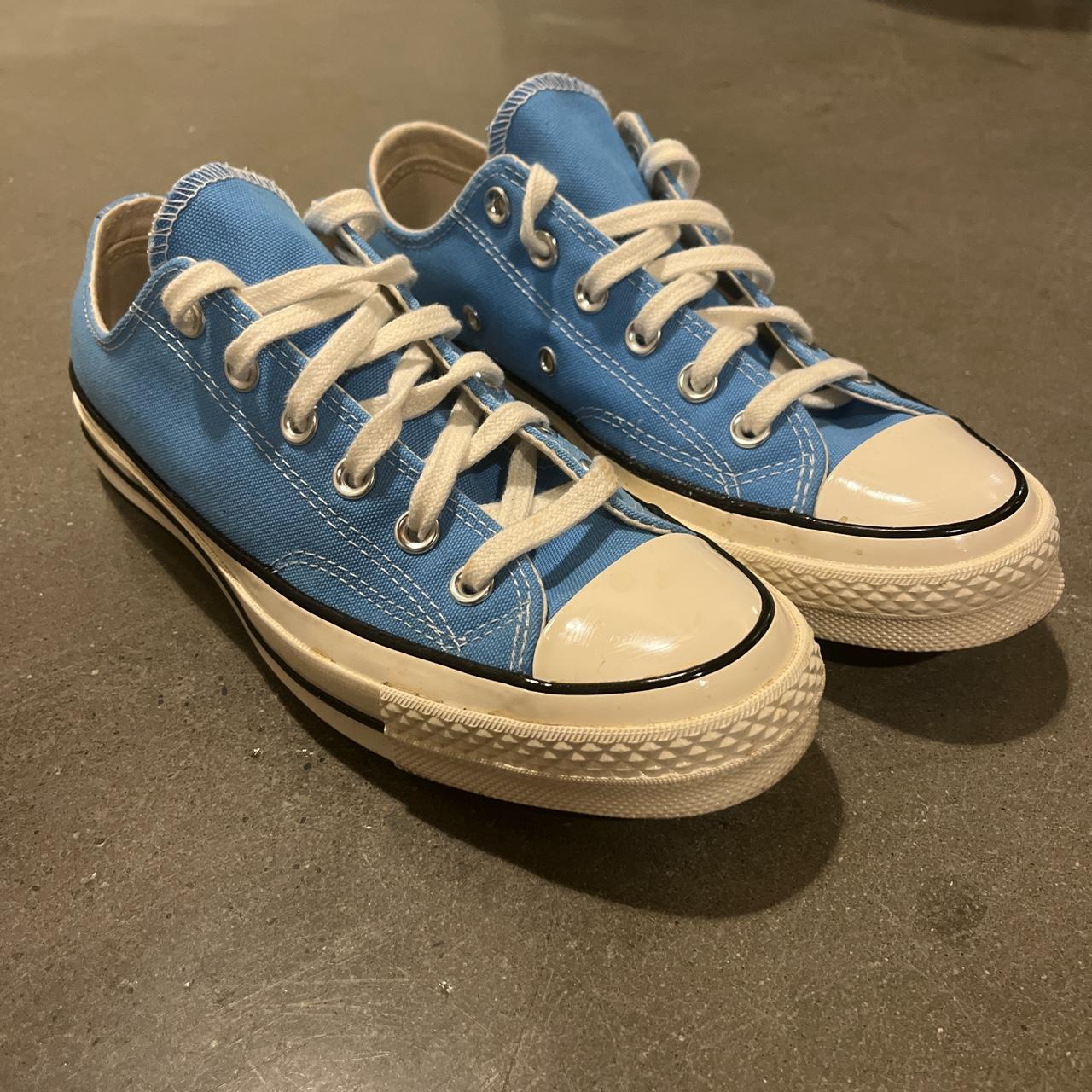 Vintage university blue low-top converse. Worn only... - Depop