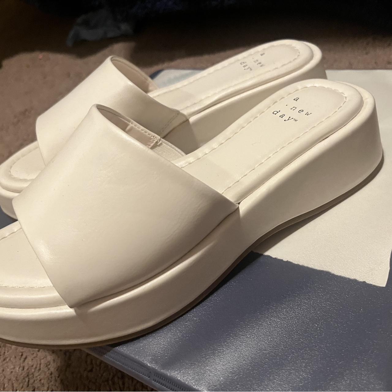 brand new White platform sandals Size 6 A new... - Depop