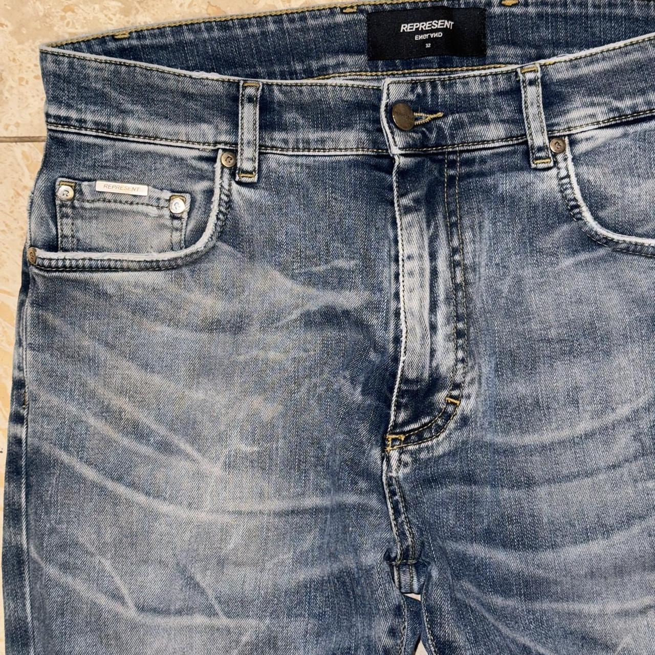 Represent jeans • Faded • Ripped ankles • very good... - Depop
