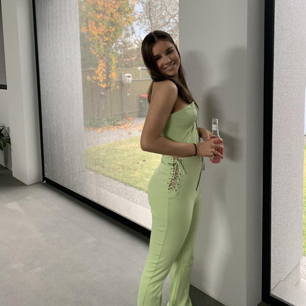 selling princess polly green set - top size 10 and... - Depop