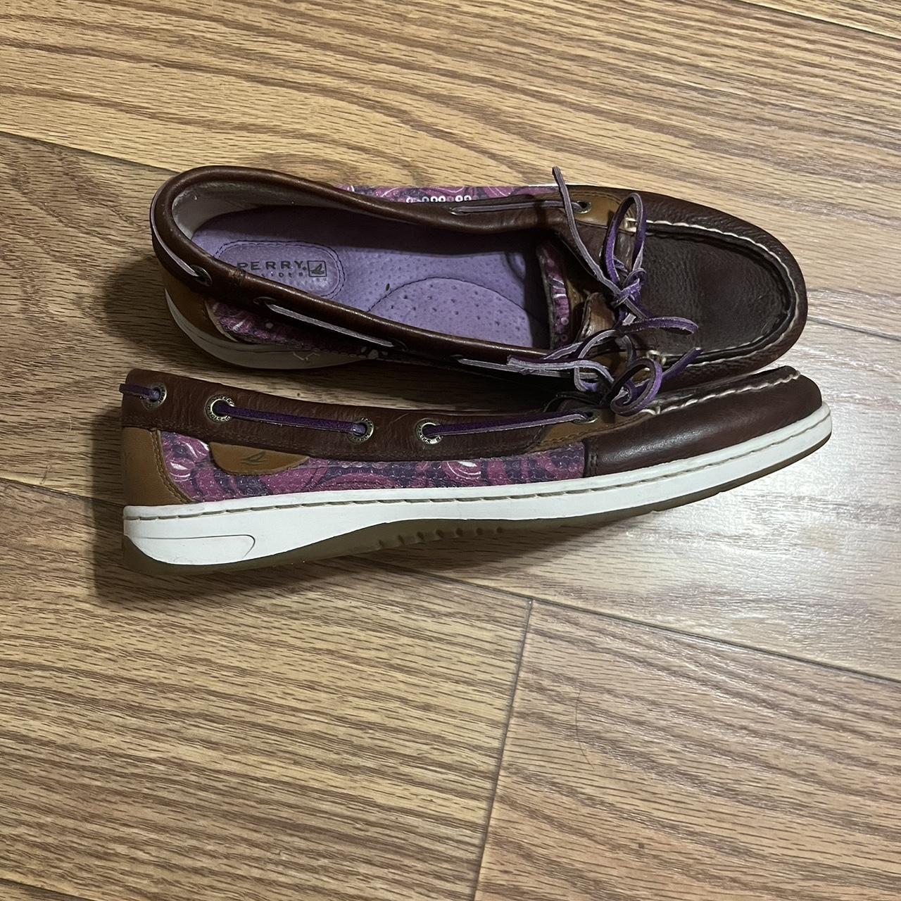 Sperry brown & purple sequins boating shoes - size... - Depop