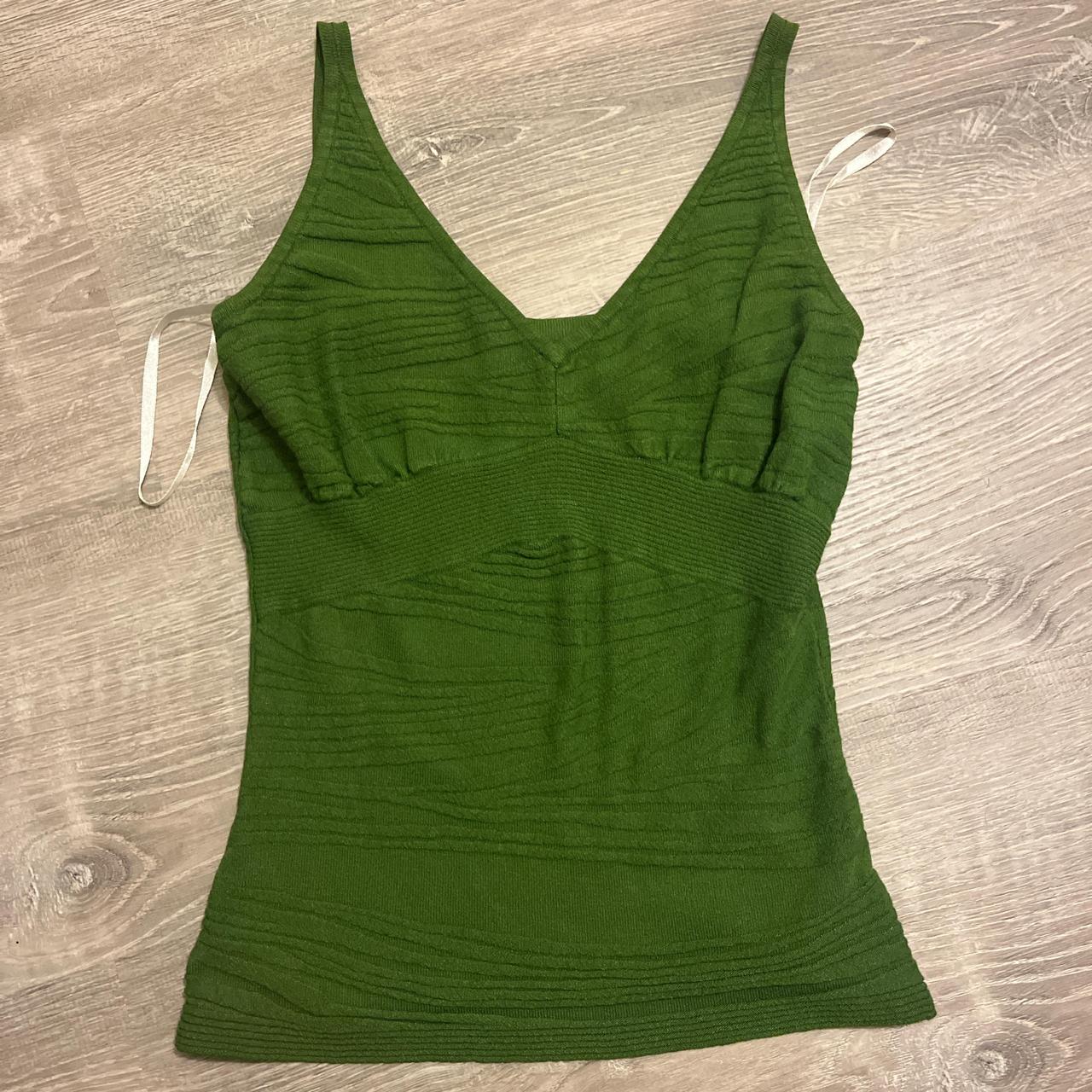 Cache halter green ribbed tank top #glam #Cache... | Depop