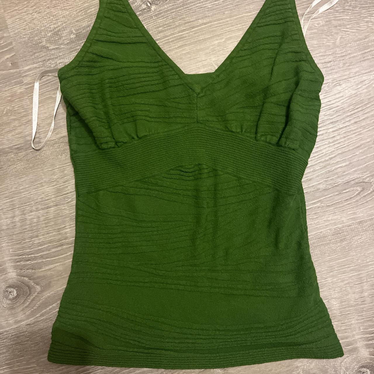 Cache halter green ribbed tank top #Cache | Depop