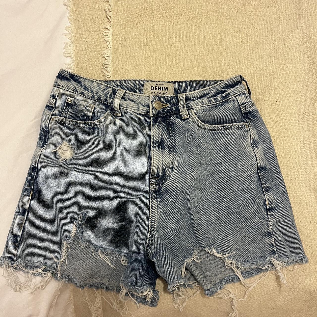 New look denim shorts size 8 High waisted, washed... - Depop