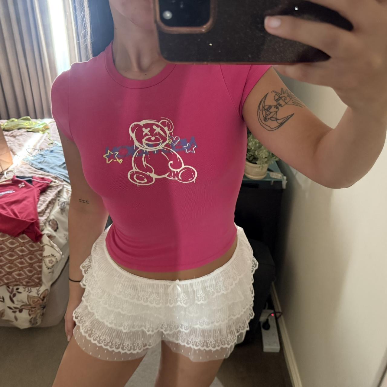 Neovision Teddy Bear Pink Tee Size: S Only worn... | Depop