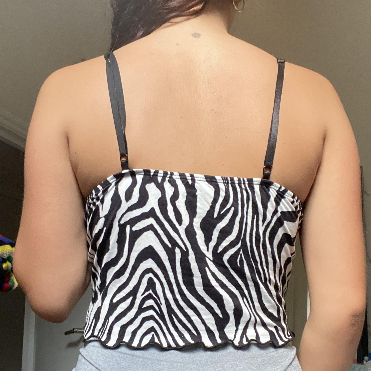 Zebra cami top with mesh detail Y2k and summer... - Depop