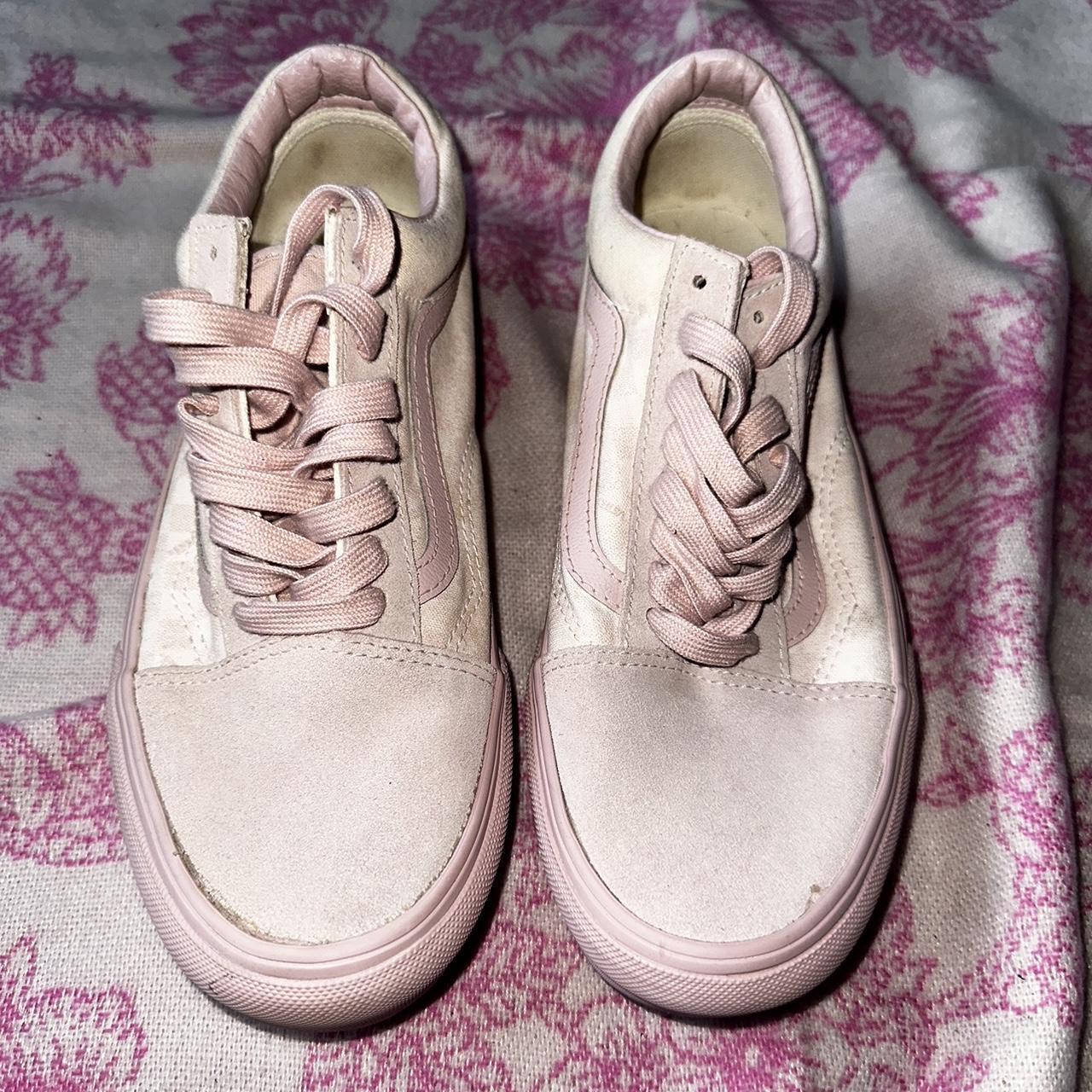 Light Pink Checked Suede Vans Size UK 5.5 - Depop