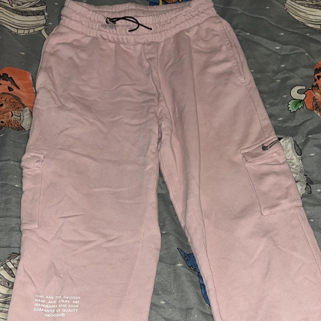 light pink cargo small nike joggers with grey mental... - Depop