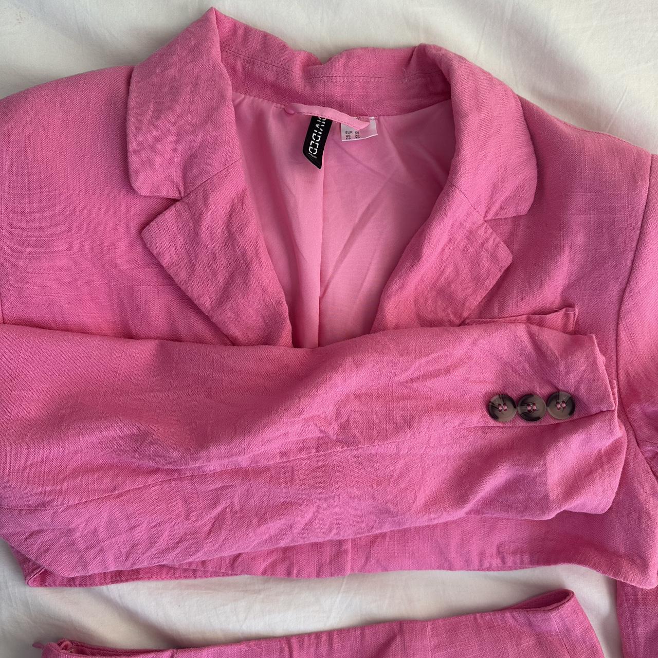 Brand new pink hnm cropped blazer and mini skirt set... | Depop