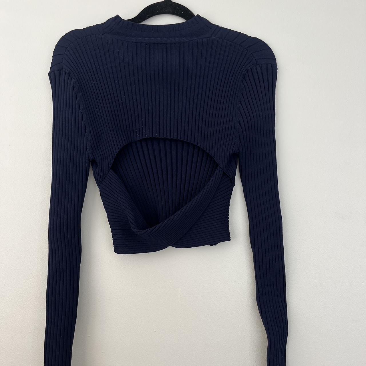 Dion Lee navy twist back top. Worn twice. Message... - Depop