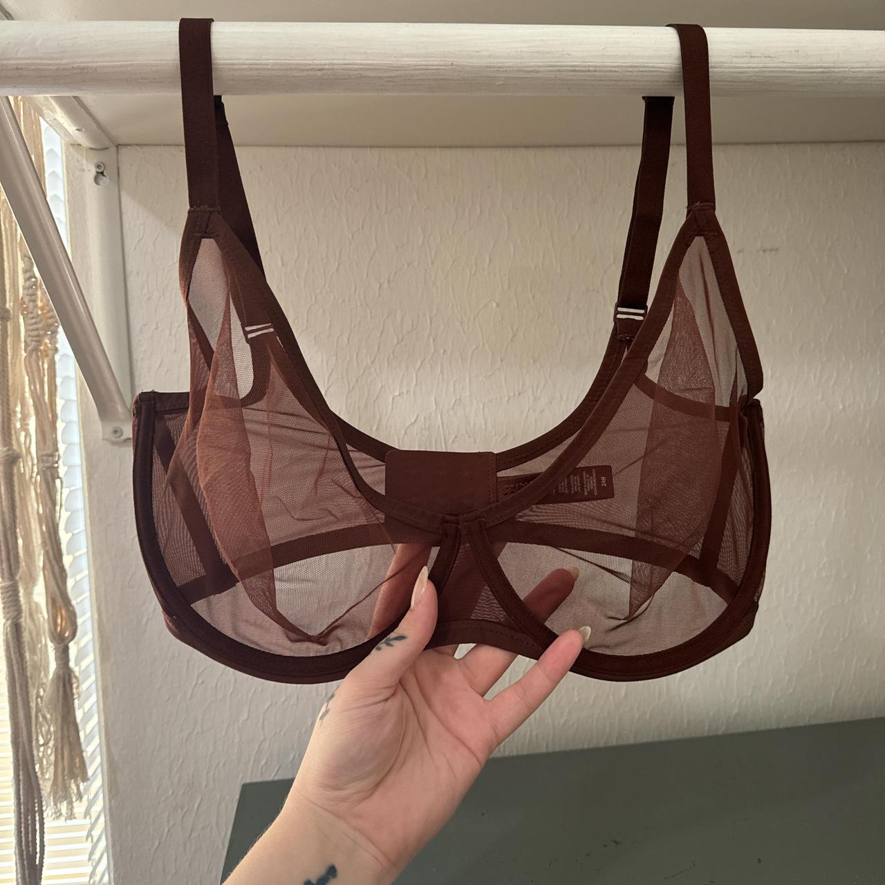 BRAND NEW Skims mesh underwire bra, 3-hook closure... | Depop